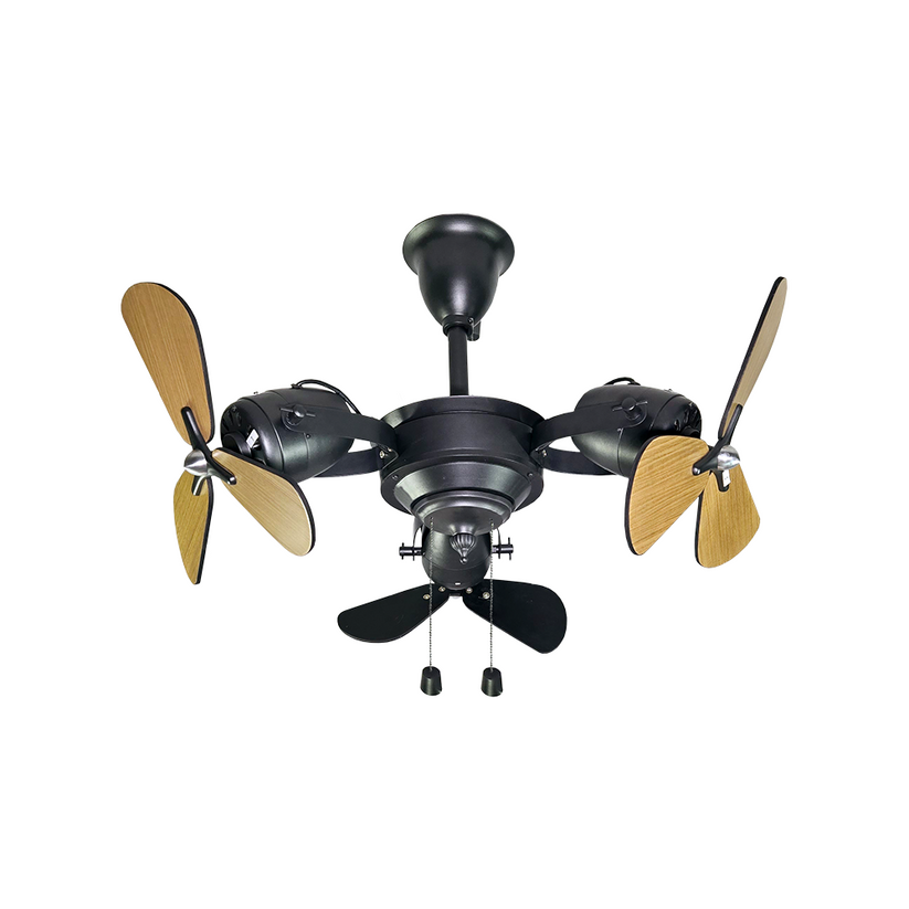 Elegant Shivom Ceiling Fan with Matt Grey & Teak Wood Blades