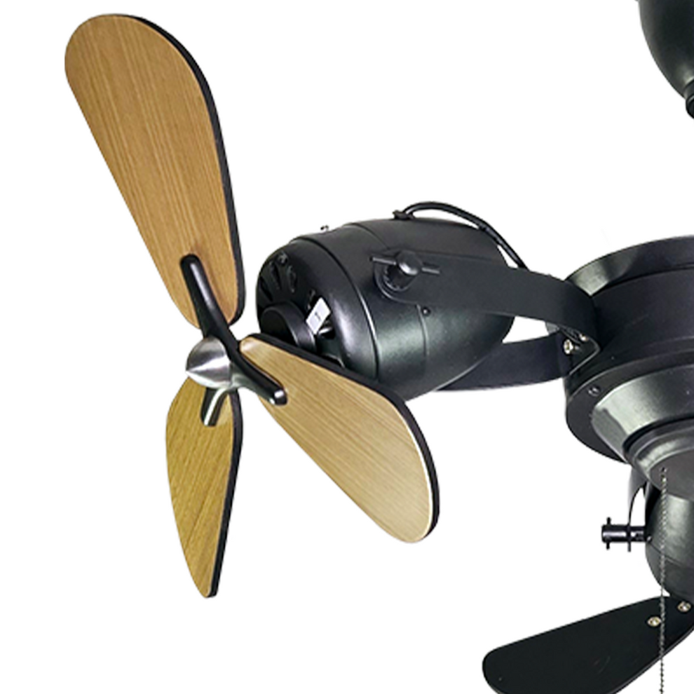Elegant Shivom Ceiling Fan with Matt Grey & Teak Wood Blades
