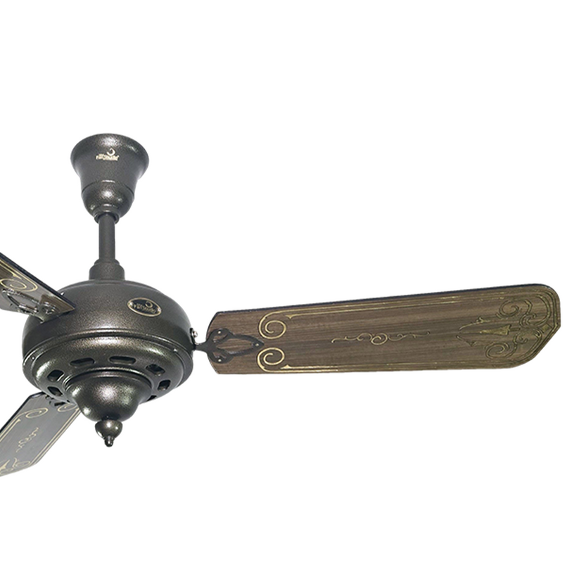Vintage 1920 Ceiling Fan - Antique Bronze with Wooden Blades
